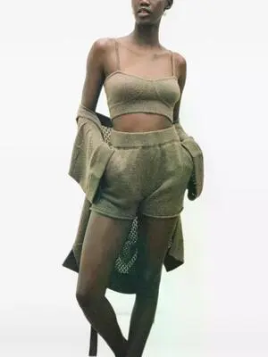Le Kasha Morzine Pointelle-knit Shorts - Green