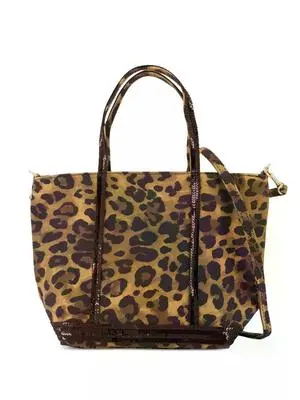 Vanessa Bruno Small Cabas Leopard-print Sequin-embellished Tote Bag Brown