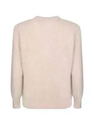 AMARANTO Ribbed-knit Henley Sweater
