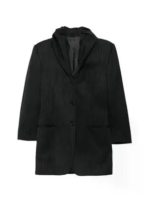 ROMEO GIGLI 1990s Pinstripe Shawl-collar Coat - Grey