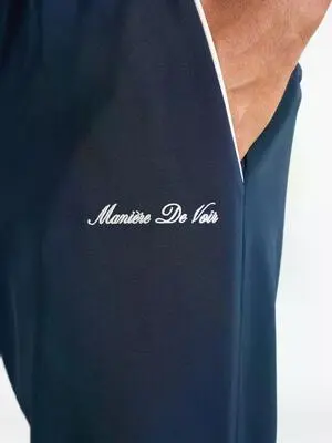 Manière De Voir Signature Piped Track Pants Dark Navy