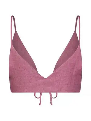 Matthew Bruch Triangle Tie-front Crop Top