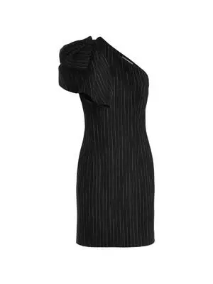 GENNY Pinstripe-pattern Bow-detail Mini Dress