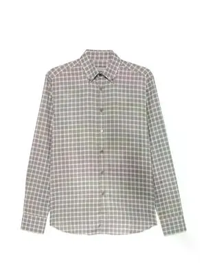 Canali Check-pattern Button-down Shirt - Brown