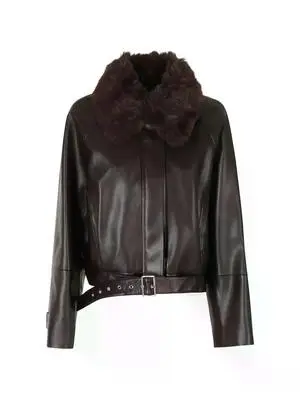 ISABELLE BLANCHE Faux-fur Collar Belted Bomber Jacket