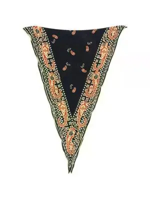 MANTERO 1902 Paisley-print Triangular Scarf Blue
