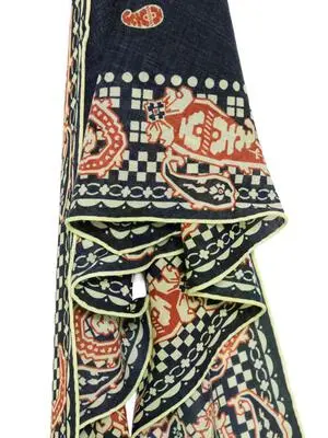 MANTERO 1902 Paisley-print Triangular Scarf - Blue