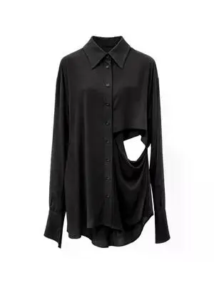 Andrea Ya'aqov Cut-out Draped Shirt - Black