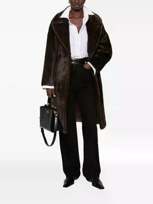 BETTA CORRADI Faux-fur Notch-lapel Coat - Brown