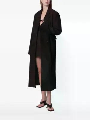 ROTATE BY BIRGER CHRISTENSEN Suede Long Coat Dark