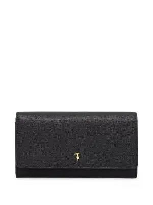 TRUSSARDI Cameo Continental Grained-effect Logo-plaque Wallet - Black