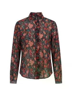 R13 Shrunken Floral-print Ruffled Shirt