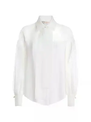 GENNY Sheer-panel Pussy-bow Shirt - White