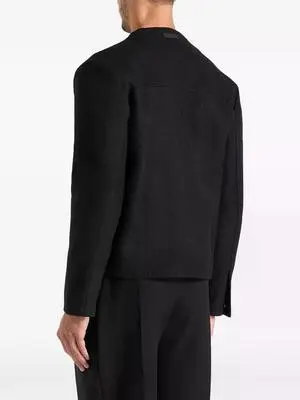 Manière De Voir Loris Kimono Minimal Wool Jacket - Black
