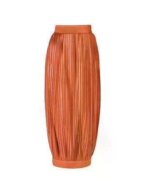 ROWEN ROSE Pleated Balloon Midi Skirt - Orange