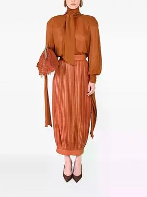 ROWEN ROSE Pleated Balloon Midi Skirt