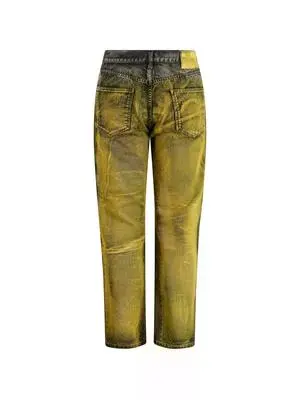 Moschino Washed-effect Straight-leg Jeans - Yellow