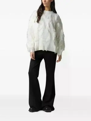 GAELLE PARIS Fringed Drop-shoulder Sweater