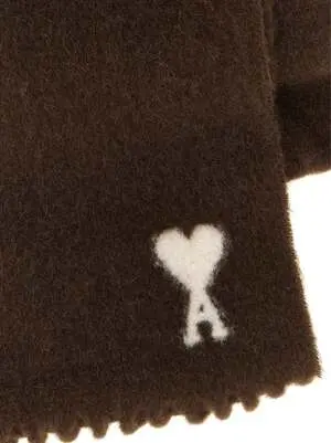AMI Paris De Coeur' Scarf - Brown