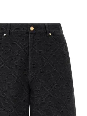 Casablanca Laser Monogram Denim' Bermuda Shorts - Black