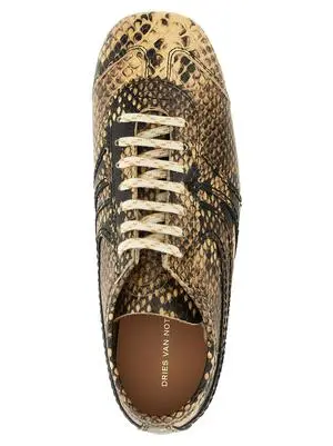 Dries Van Noten Snake Print Sneakers - Cream