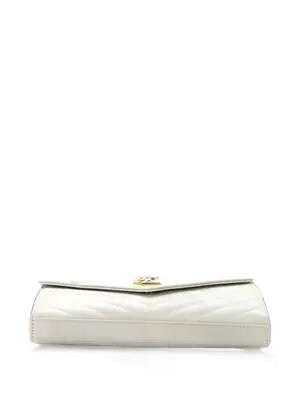 Saint Laurent Classic Monogram Wallet On Chain Matelasse Chevron Leather Medium Crossbody Bag