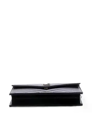 Saint Laurent Classic Monogram Wallet On Chain Matelasse Chevron Leather Small Crossbody Bag - Black