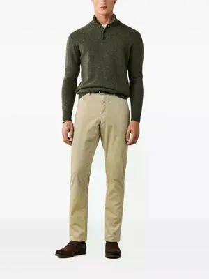 HACKETT  Button-placket Mouliné Sweater - Green