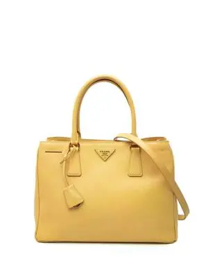 Prada 2010-2026 Small Saffiano Lux Gardeners Tote Satchel - Yellow