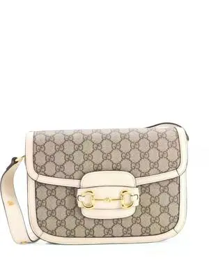 Gucci Horsebit 1955 Shoulder Bag Gg Coated Canvas With Leather Small Crossbody Bag - Neutrals