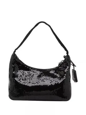 Prada 2000-2013 Mini Re Nylon Paillettes Sequin Re Edition 2000 Shoulder Bag - Black