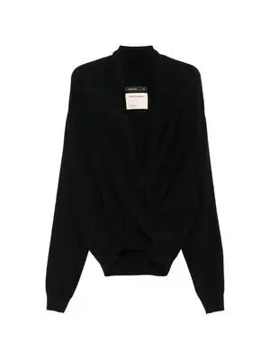 Frenckenberger Wrap-design Sweater - Black