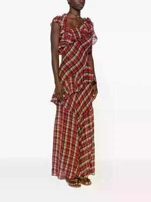 DÔEN Fernanda Ruffled Plaid Maxi Dress