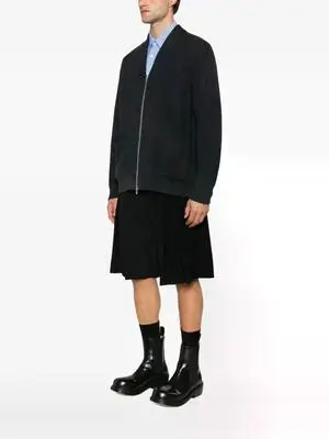 Comme Des Garçons Ribbed-knit Zip-up Cardigan - Blue