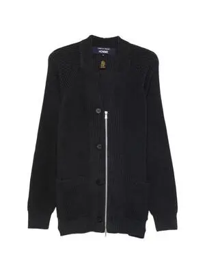Comme Des Garçons Ribbed-knit Zip-up Cardigan - Blue