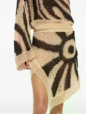 Emilio Pucci Marmo-print Linen Asymmetrical Skirt