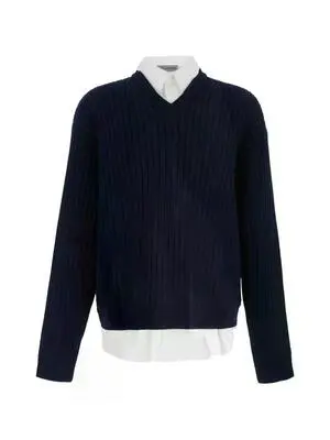 Balenciaga Ribbed-knit Layered-effect Sweater