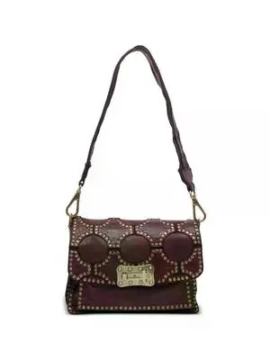 CAMPOMAGGI Agnese Studded Leather Shoulder Bag - Brown