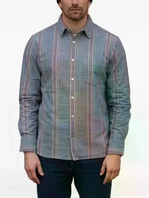 ORIGINAL MADRAS TRADING COMPANY Twin-stitched Striped Shirt - Blue