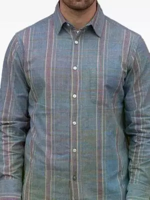 ORIGINAL MADRAS TRADING COMPANY Twin-stitched Striped Shirt - Blue