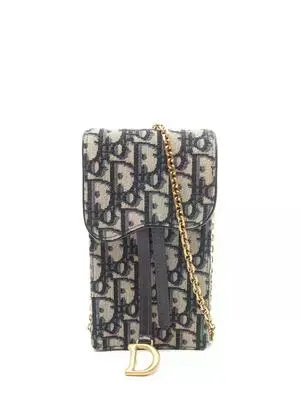 Dior 2015-2026 Oblique Canvas Vertical Saddle Pouch Crossbody Bag - Blue