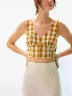Casa Raki Bruna Gingham Linen Top