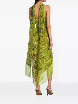Retrofete Statice Paisley-burnout Velvet Dress - Green