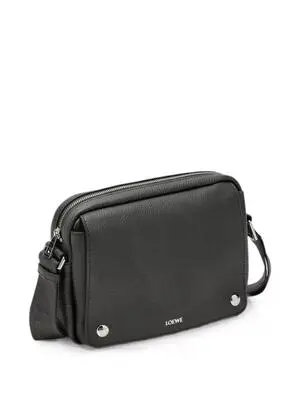 Loewe Medium-pebble Messenger Bag In Supple Grained Calfskin - Black