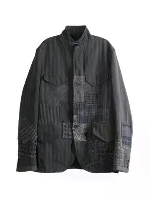 Junya Watanabe Patchwork Pinstripe-pattern Jacket - Grey