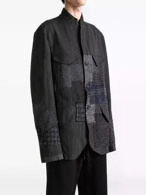 Junya Watanabe Patchwork Pinstripe-pattern Jacket - Grey