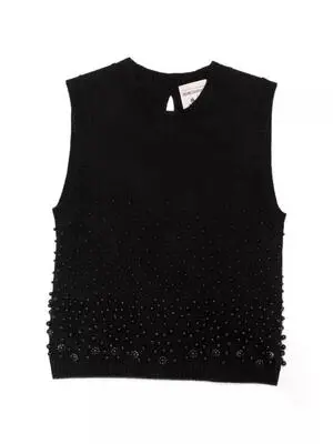 SEMICOUTURE Bead-embellished Knitted Vests - Black