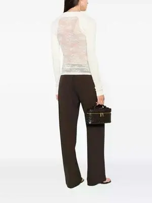 Imperial Lace-panel Long-sleeve T-shirt - Neutrals