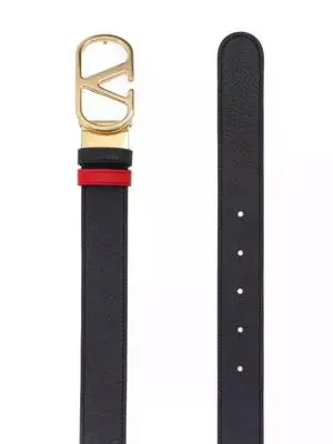 Valentino Garavani Vlogo Signature Reversible Shiny Calfskin Belt 30mm / 1.2 - Black