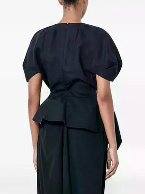 Khaite Rumi Puff-sleeve Asymmetrical Blouse - Black